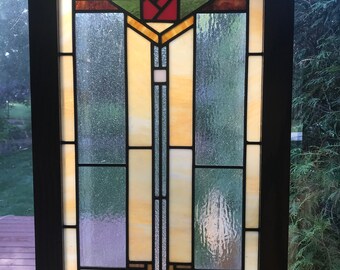 23-04 Frank Lloyd Wright Prairie Style Stained Glass Window. 1 3/8 Wide ...