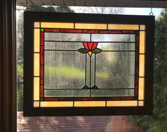 Craftsman/prairie Style Stained Glass Window - Etsy