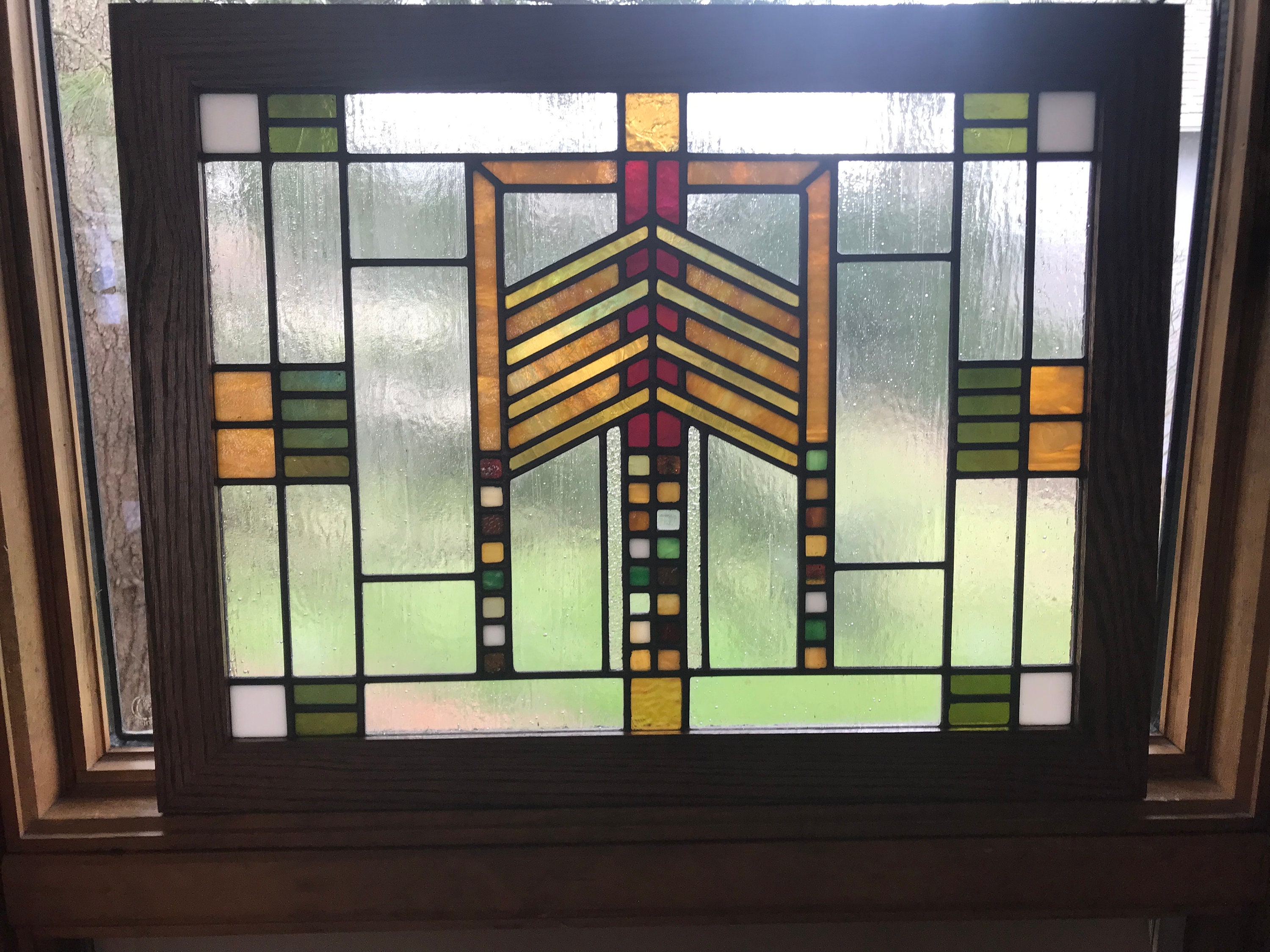 Prairie/craftsman Style Stained Glass Window - Etsy