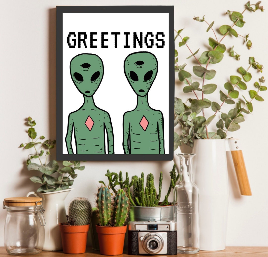 Printable Wall Art - Alien Greetings - Etsy