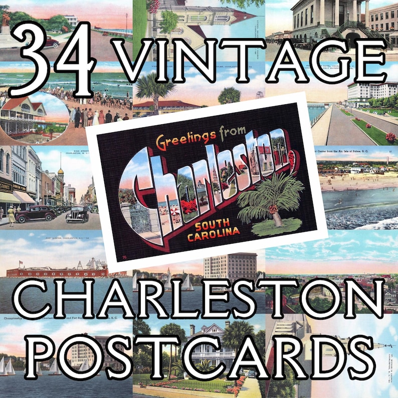 Printable Vintage Charleston Postcards - Etsy