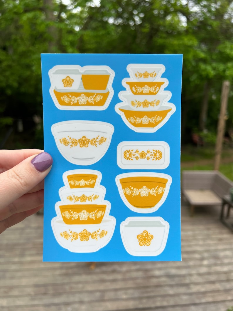 Butterfly Gold Pyrex Sticker Sheet: Vintage Planner Stickers (4x6) - Etsy