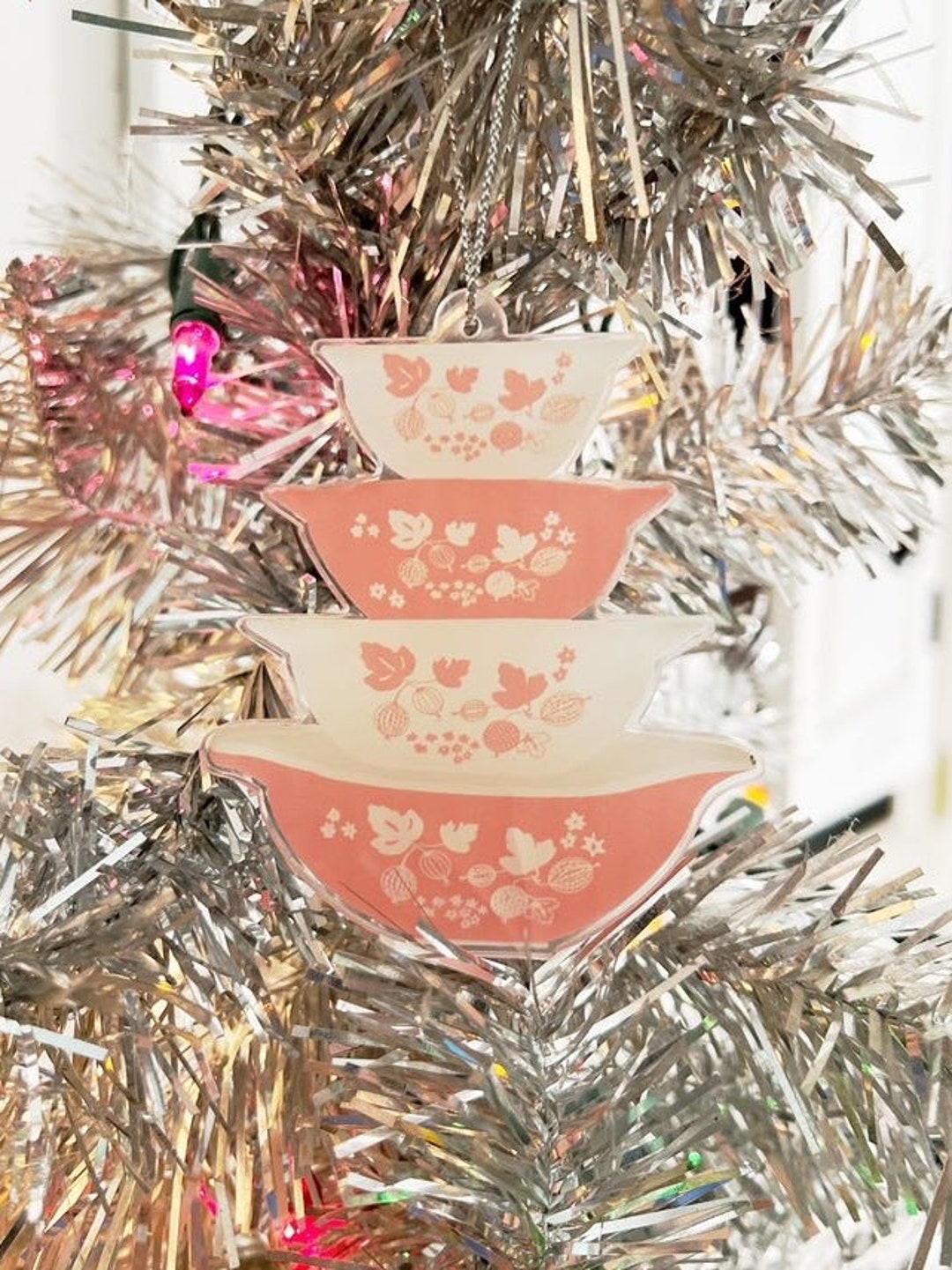 Pyrex Gooseberry Ornament Nesting Bowls Pink & White - Etsy