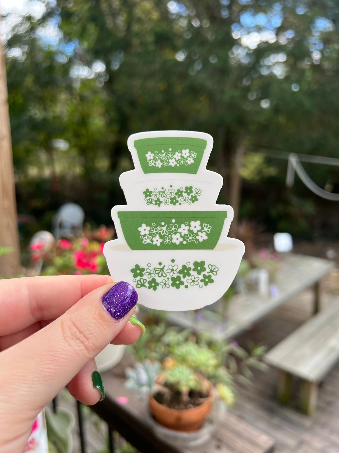 Crazy Daisy Pyrex Magnet | Mixing Bowls | Green & White | Fridge Magnet ...