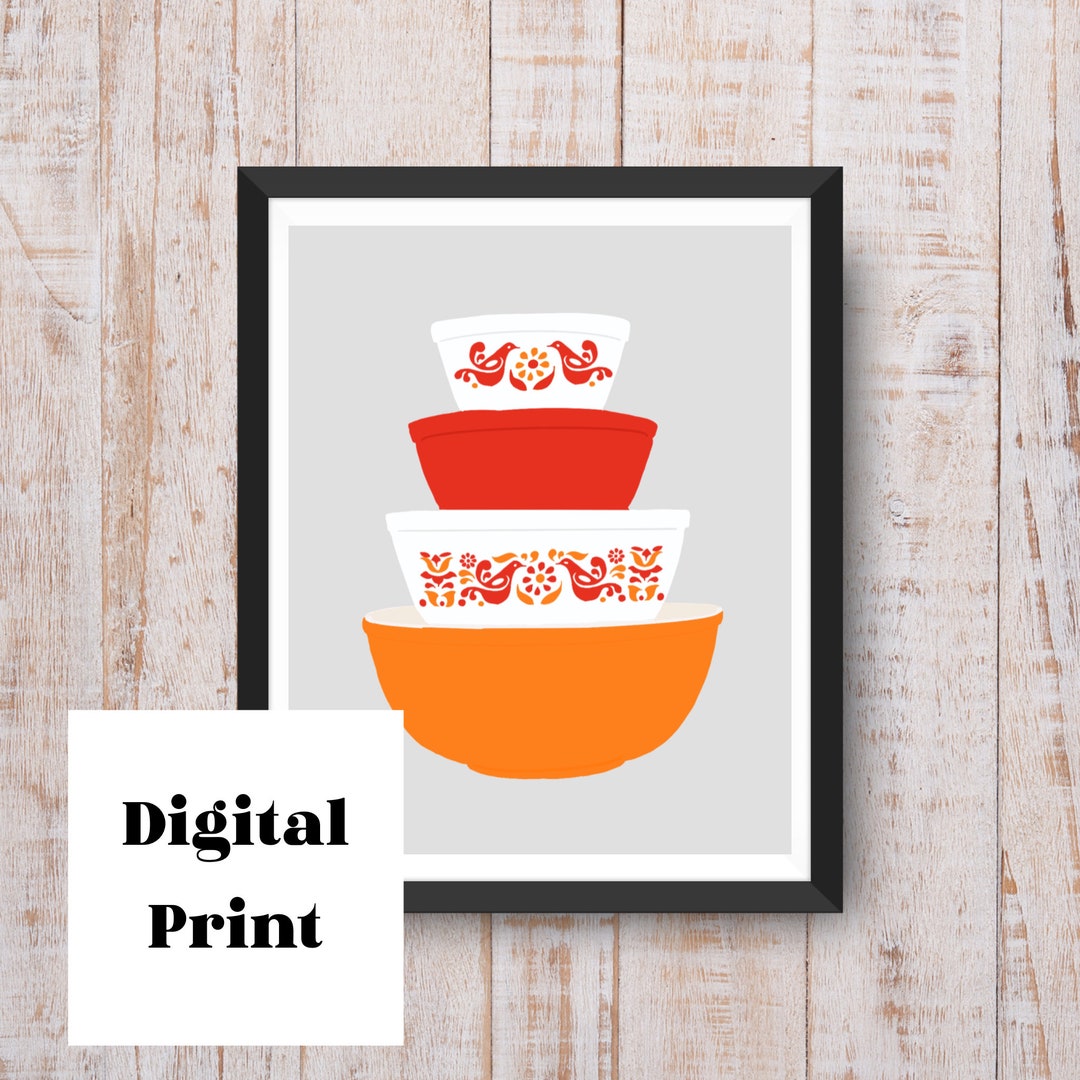 Friendship Pattern Pyrex Mixing Bowls Print | Digital Print | Vintage ...