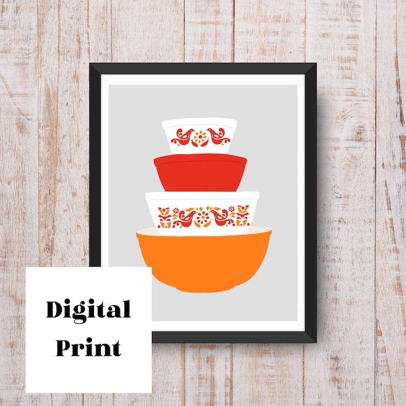 Friendship Pattern Pyrex Mixing Bowls Print Digital Print | Etsy