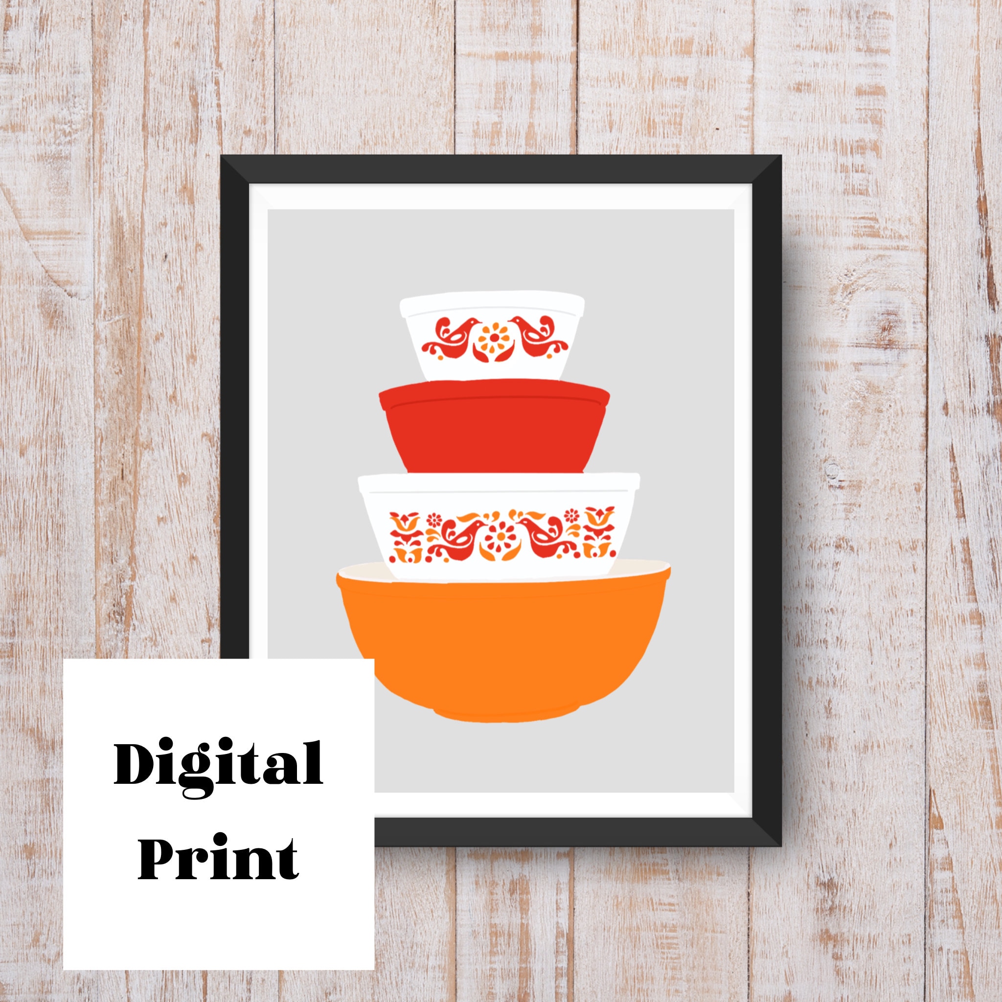 Friendship Pattern Pyrex Mixing Bowls Print | Digital Print | Vintage ...