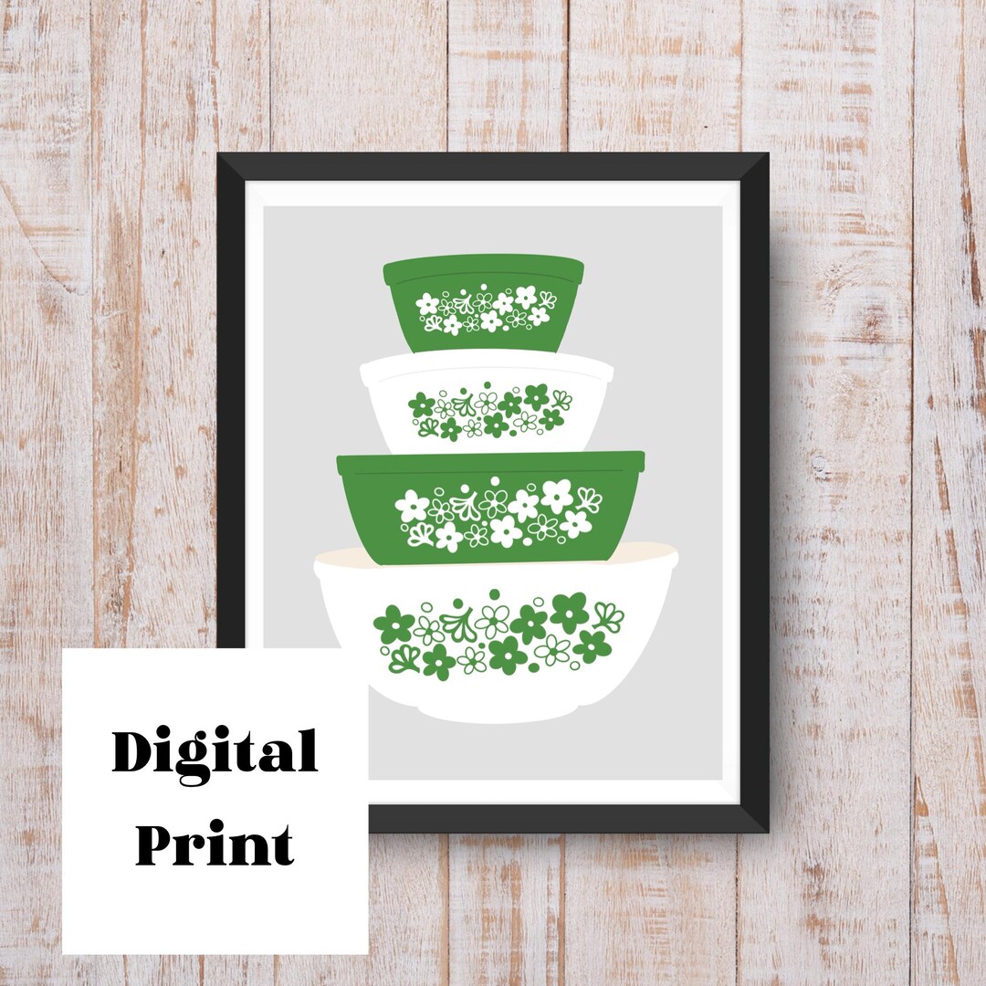 Spring Blossom Pyrex Mixing Bowls Print | Digital Print | Vintage Pyrex ...