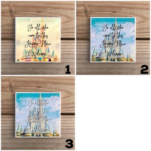 Disney Quote | to All Who Come to This Happy Place | Single Coaster ...