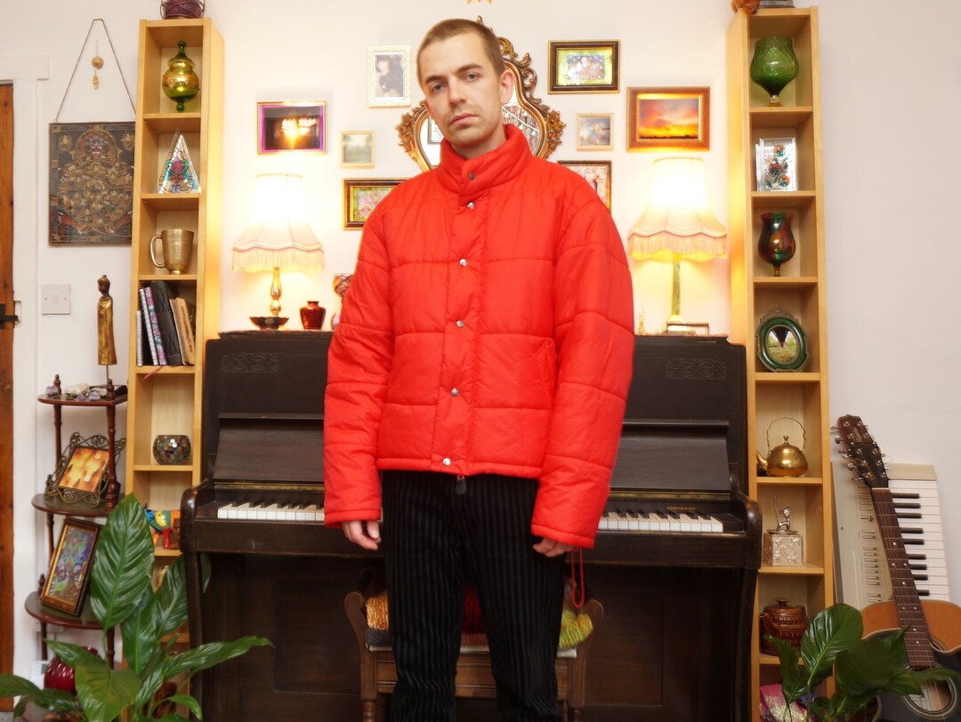Vintage 80s Unisex Puffer Jacket in Bright Red - Etsy