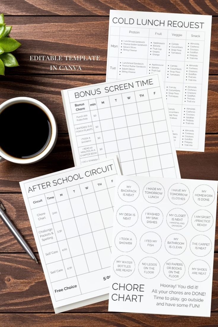 WORK From HOME Printables | Kids Command Center Printable | Daily ...