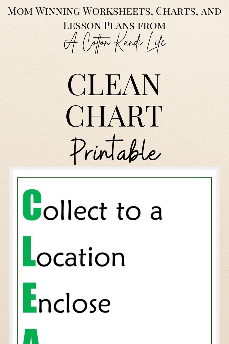 MOM SCHOOL Printable | Cleaning Checklist | Learning Tower - Etsy