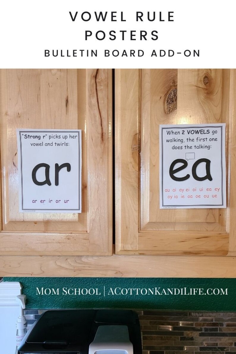 MOM SCHOOL Printable | Vowel Rule Posters | Bulletin Board Printables ...