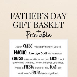 MOM SCHOOL Printable | NACHO Average Dad, Themed Gift Basket | Father's ...