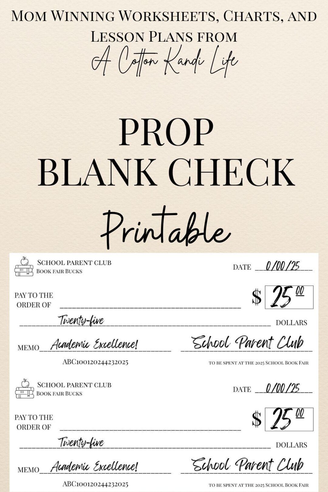 MOM SCHOOL Printable | Prop Blank Check | Award Certificate - Etsy