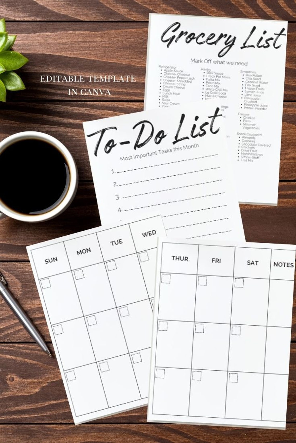 WORK From HOME Printables | Blank Calendar Template Printable | Daily ...