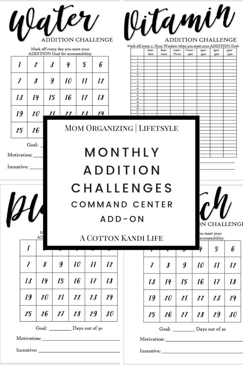 ADDITION CHALLENGES Command Center Add-on Setting Planning - Etsy