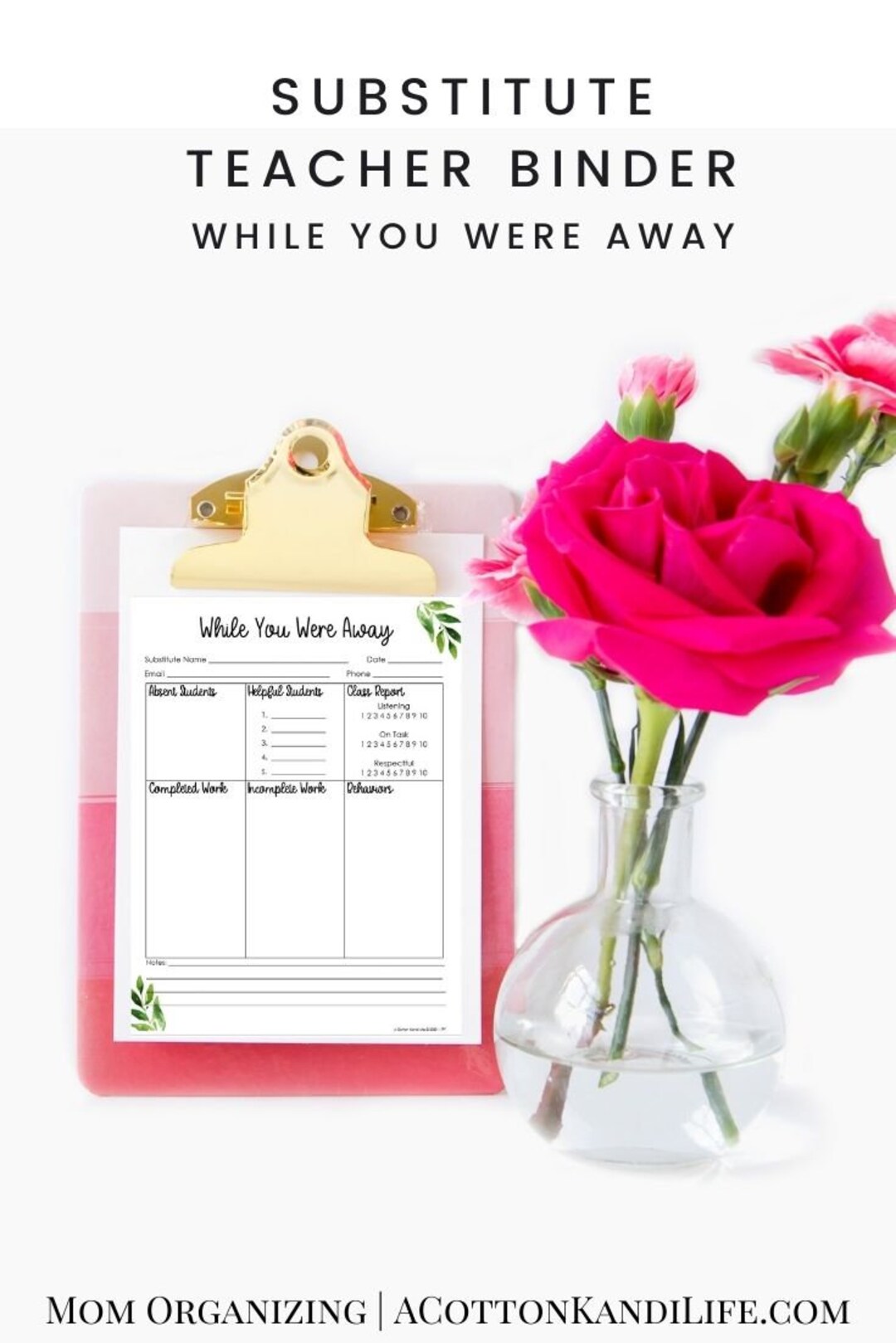 TEACHING Printables | Substitute Teacher Binder | While You Were Away ...
