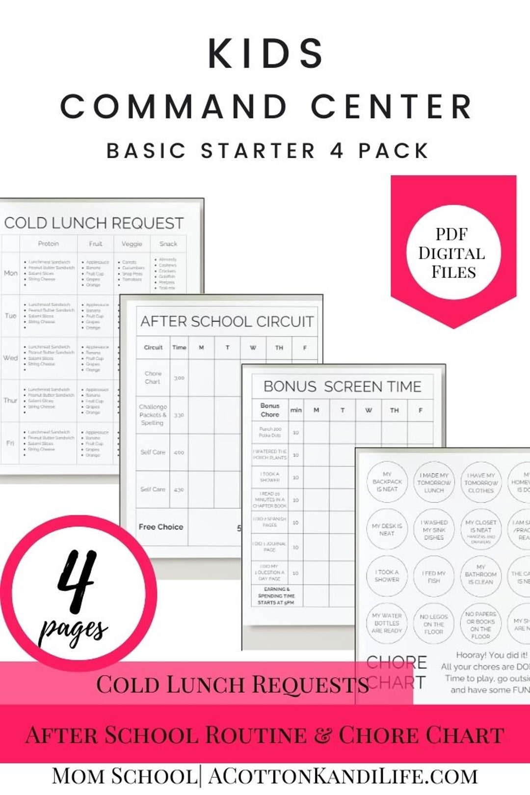 WORK From HOME Printables | Kids Command Center Printable | Daily ...