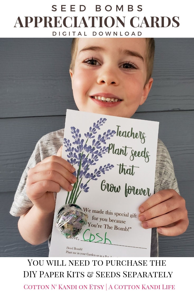 Teacher Appreciation Printable Seed Bombs Appreciation Cards | Etsy