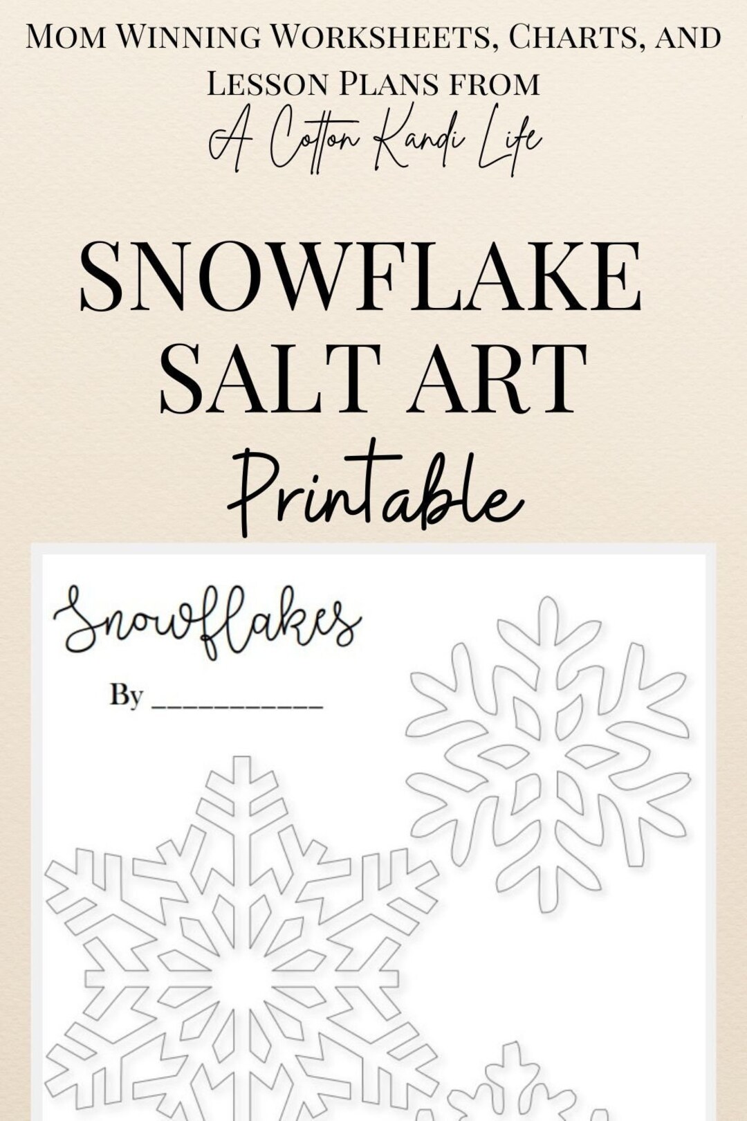 MOM SCHOOL Printable | Snowflake Salt Art Printable | Preschool ...