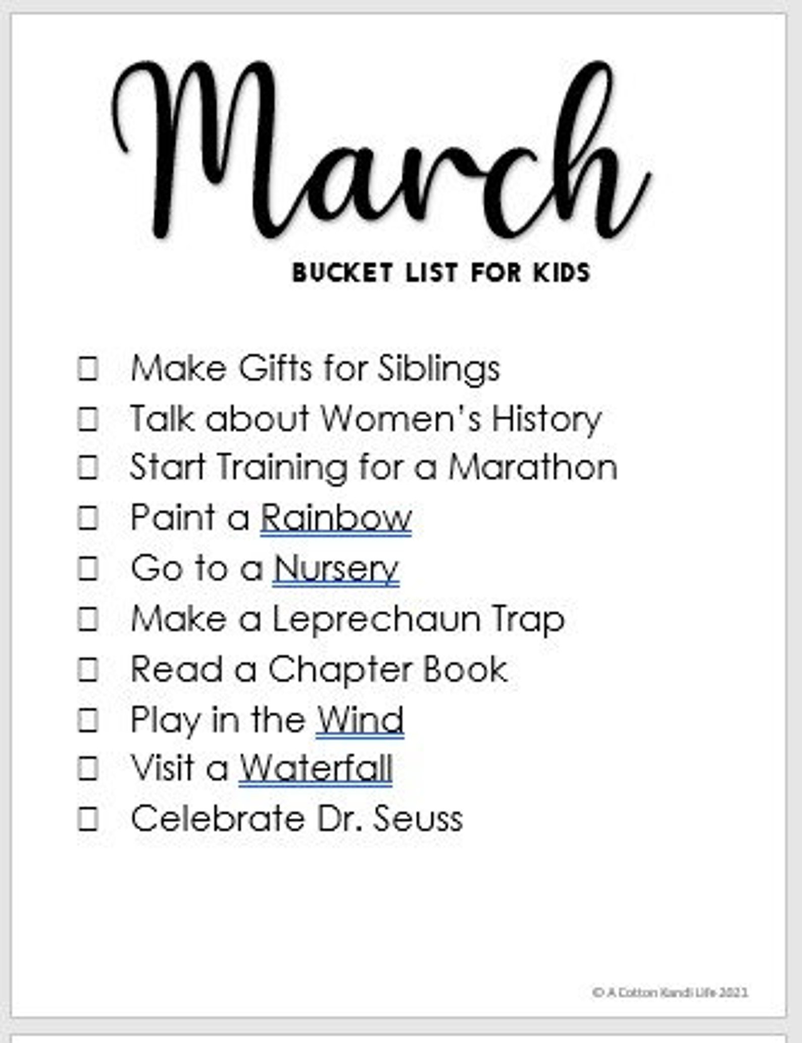 MOM SCHOOL Printable | Monthly Bucket List Printable for Kids | Edit in ...