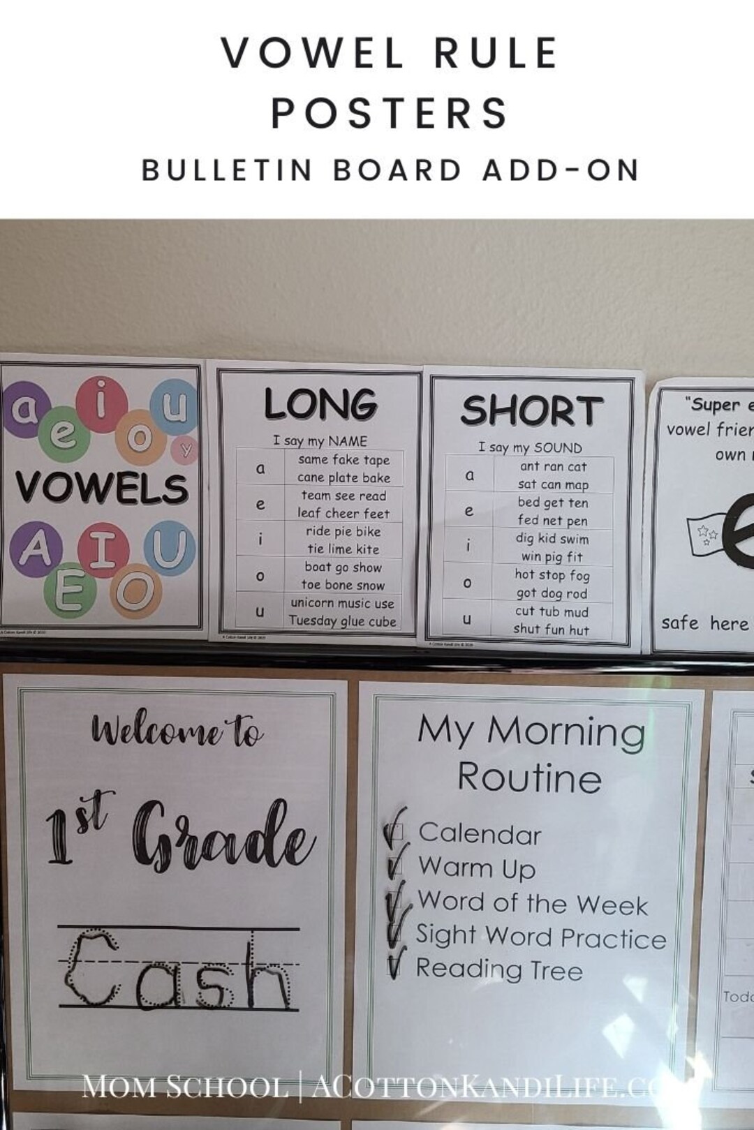 MOM SCHOOL Printable | Vowel Rule Posters | Bulletin Board Printables ...