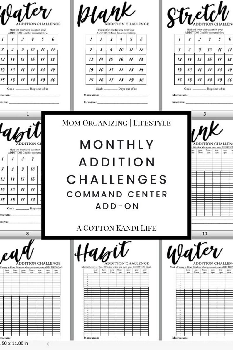 ADDITION CHALLENGES Command Center Add-on Setting Planning - Etsy