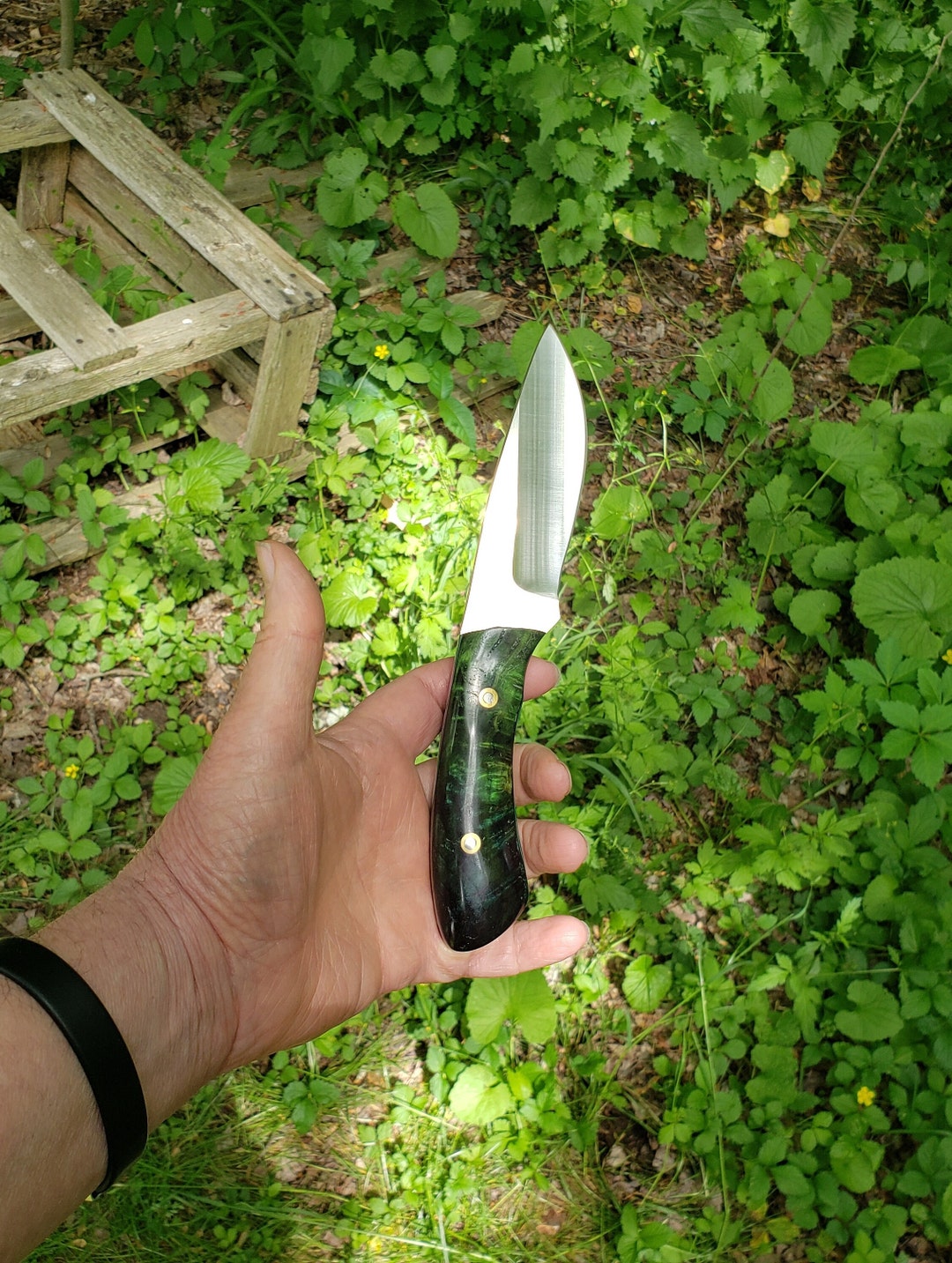 Drop Point Hunting Knife With AEB-L Steel and Stabilized Maple Burl ...