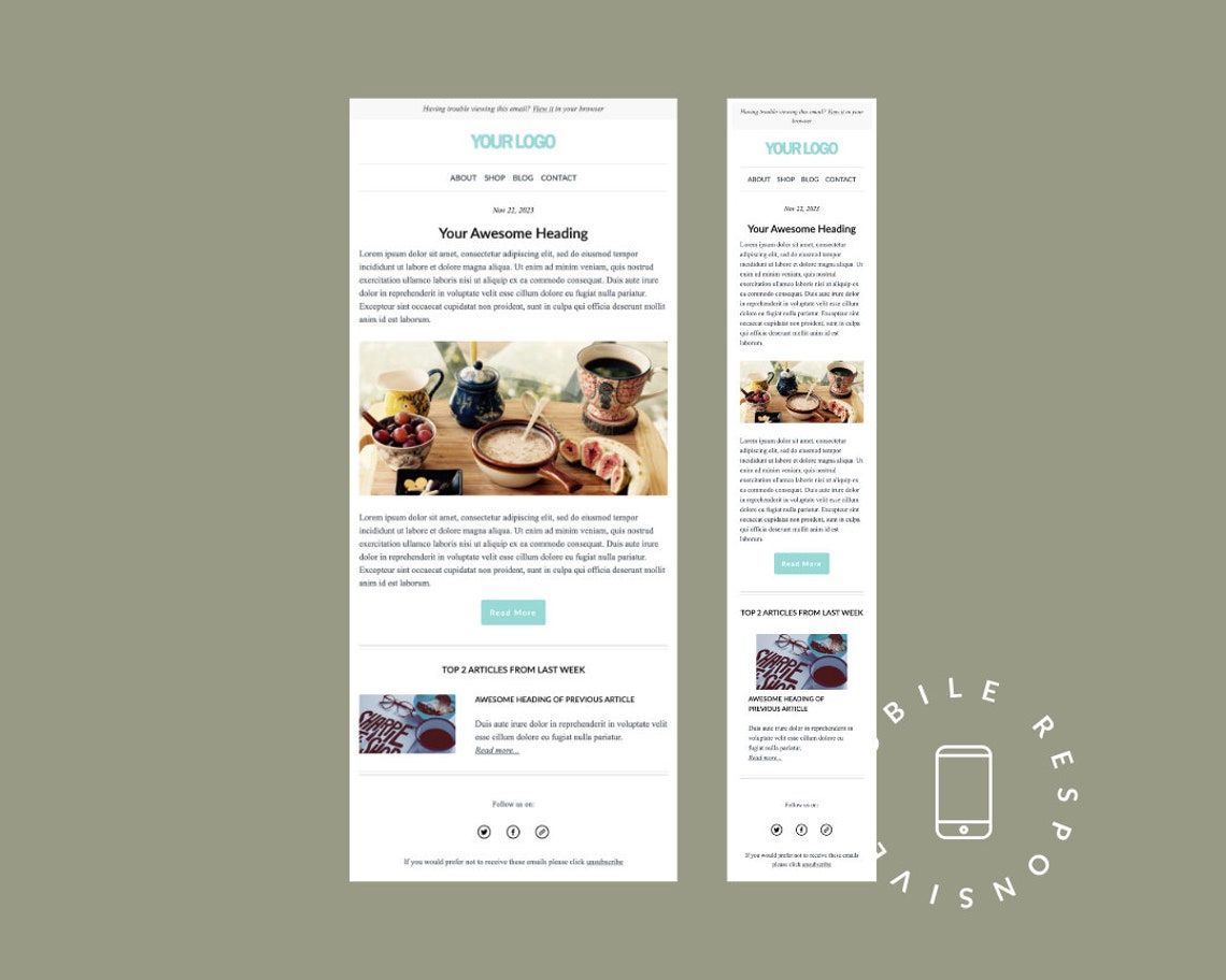 Mailchimp Email Newsletter Template: Responsive HTML for Bloggers ...