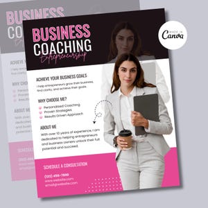 Editable Business Coach Flyer Template for Canva, Entrepreneur Coaching ...