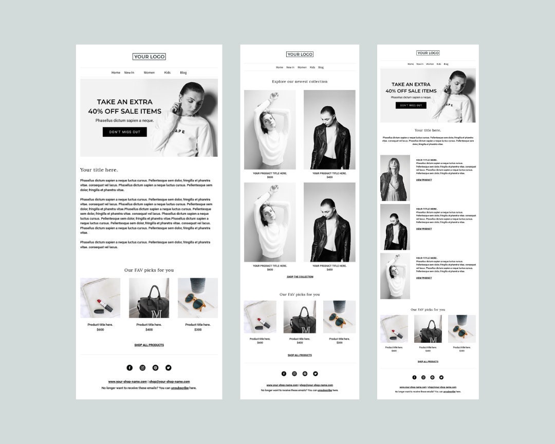 6 Responsive Newsletters, Mailchimp Template, Email Template, Email ...