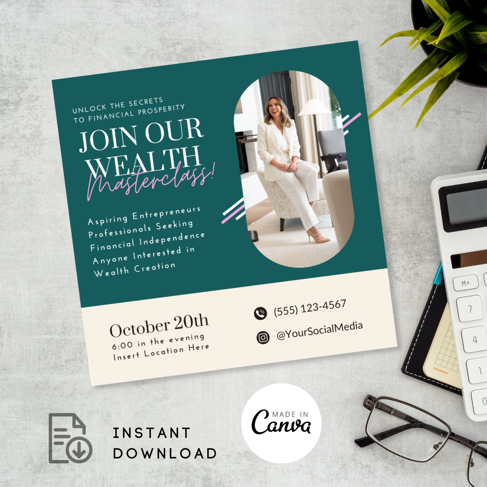 Financial Seminar Poster - DIY Event Marketing Flyer Template - Etsy