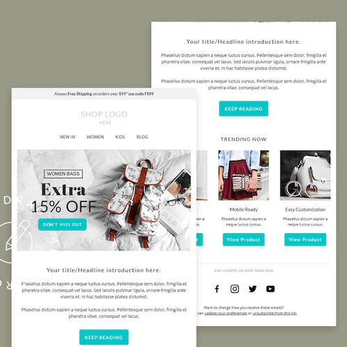 HTML Email Template Mailchimp Newsletter Design Resposive - Etsy