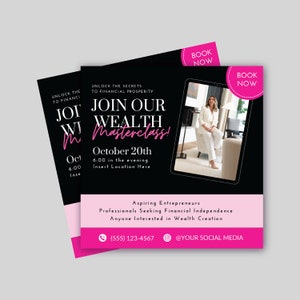Wealth Masterclass Flyer Template - Editable Canva Design - Financial ...
