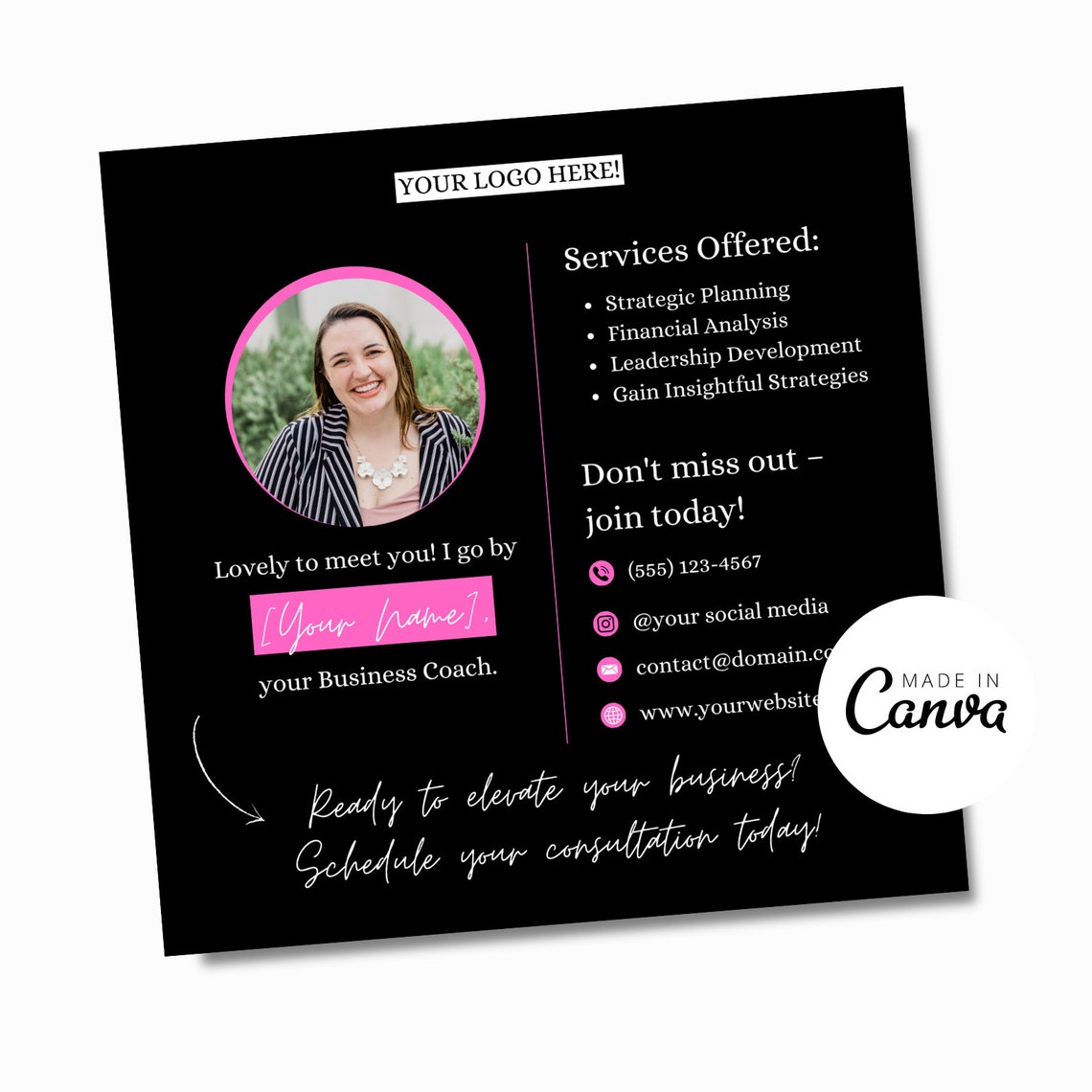 Editable Coaching Flyer Template for Business Consultation | Canva ...
