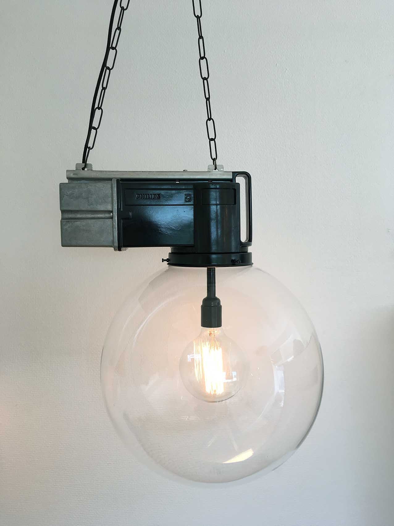 Phillips glass globe lamp Ø40 cm. Hanging lamp made with | Etsy