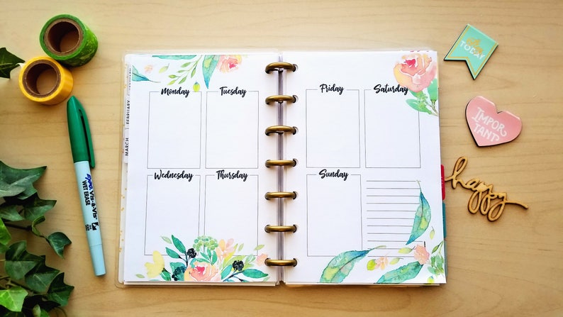 Mini Happy Planner Printable Watercolor WO2P Undated - Etsy