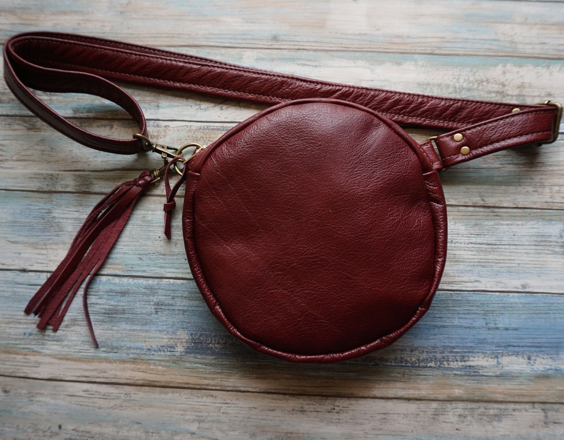 Leather Convertible Crossbody Bag Round Leather Purse Round - Etsy