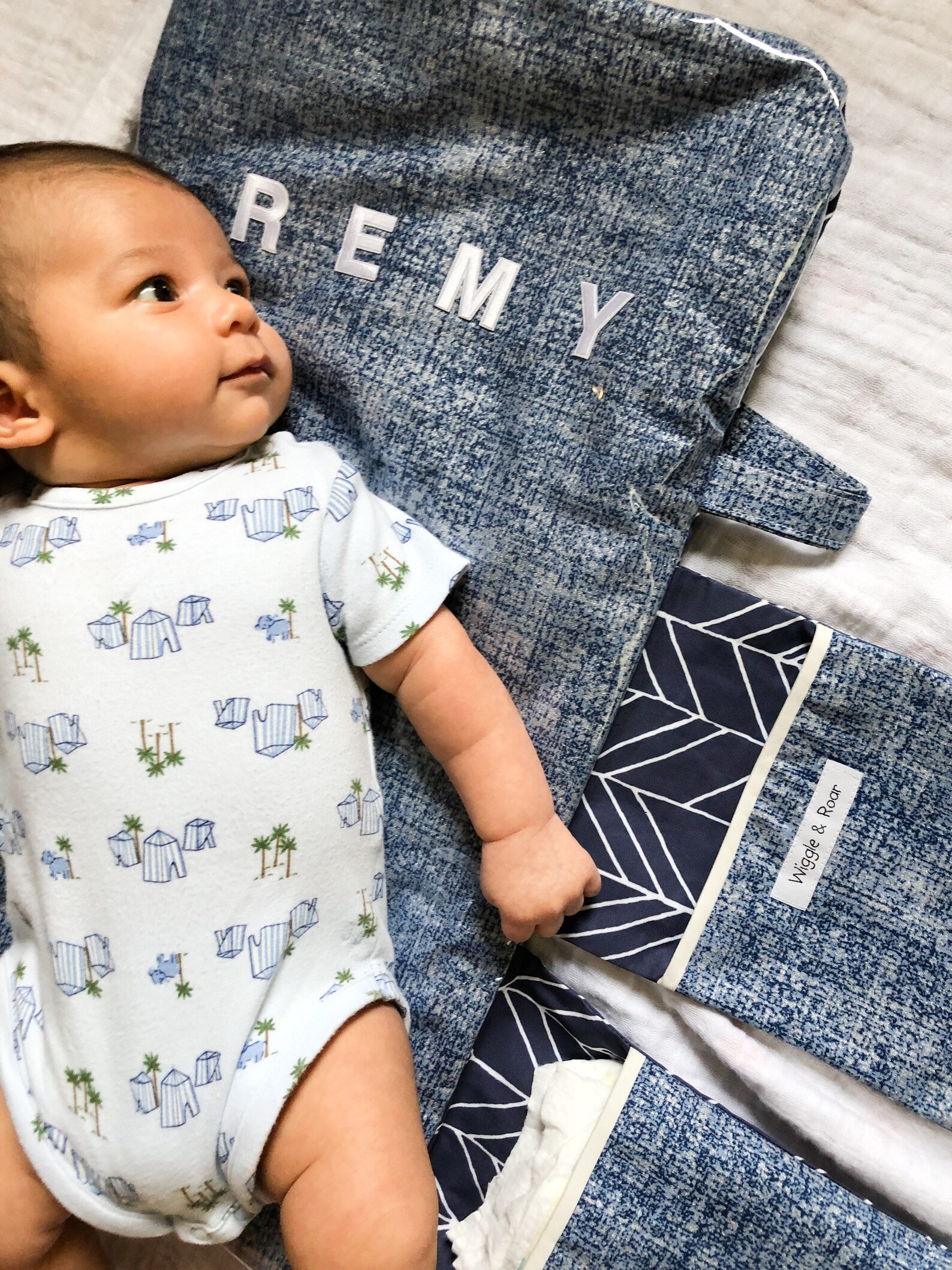 Modern Blue Chevron Diaper Changing Pad, Diaper Mat, Baby Shower Gift ...