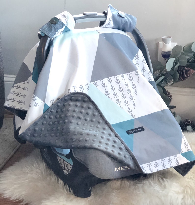 Geometric Blue | Baby Car Seat Canopy, Infant Car Seat Cover, Carseat ...