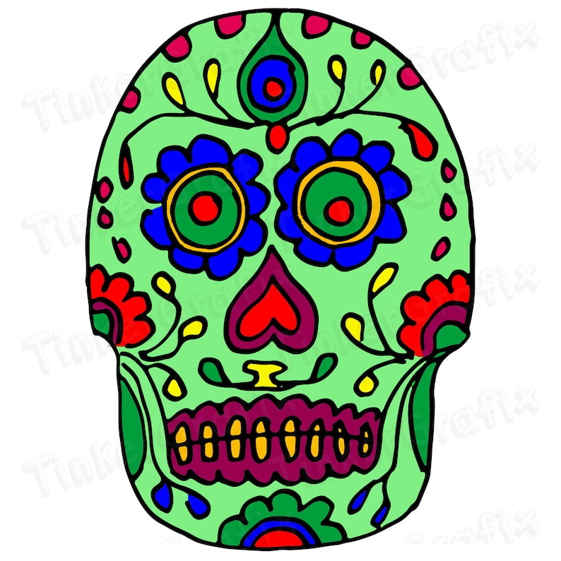 Hand Drawn Day of the Dead Clipart , Illustrations, Instant Download ...