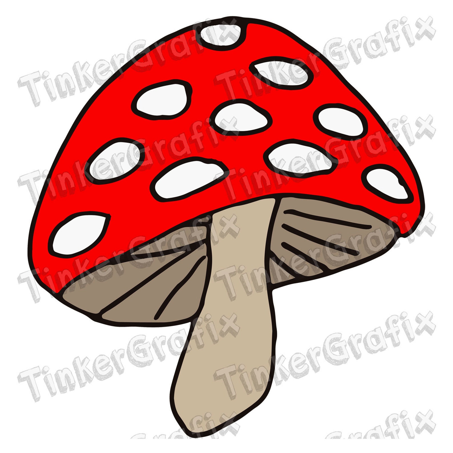 Hand Drawn Toadstools Clipart, Digital Clip Art, Printable Holiday ...