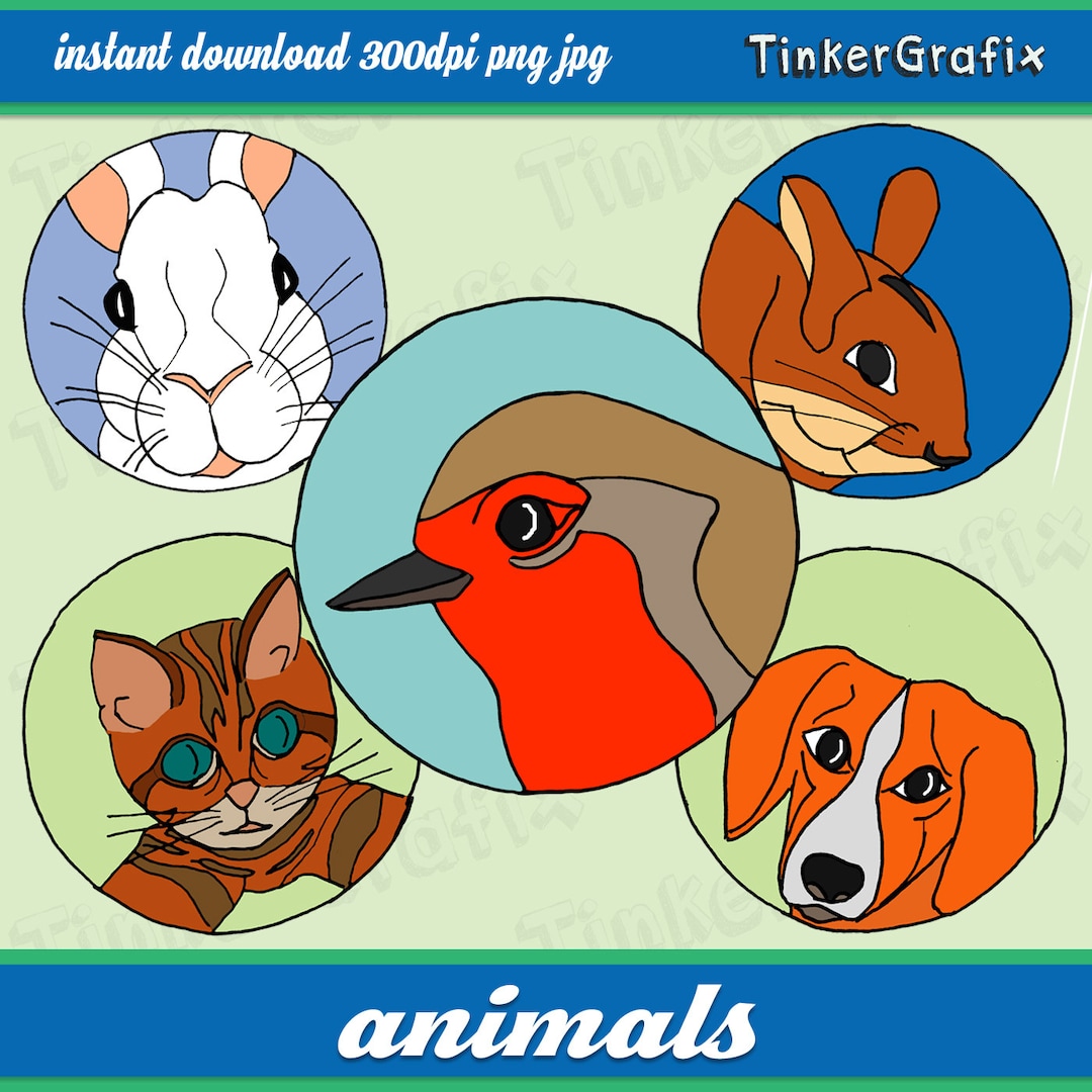 Hand Drawn Animals Clipart , Digital Clip Art, Printable, Commercial ...