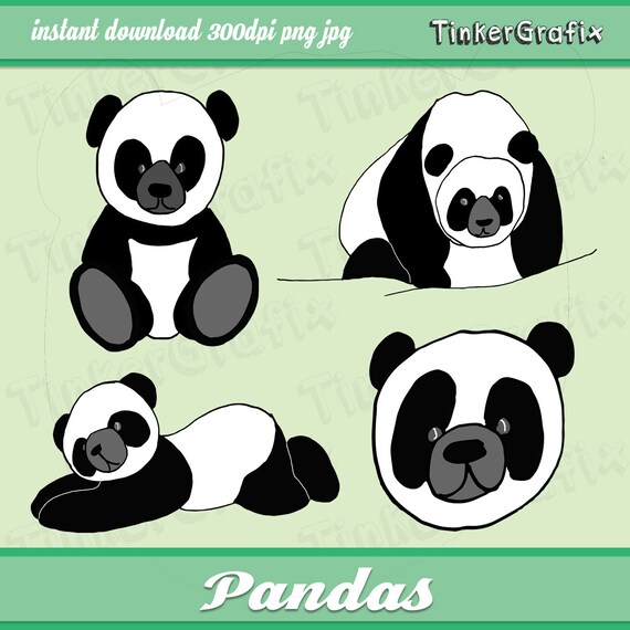 Hand Drawn Panda Clipart Instant Download Digital Clip Art | Etsy