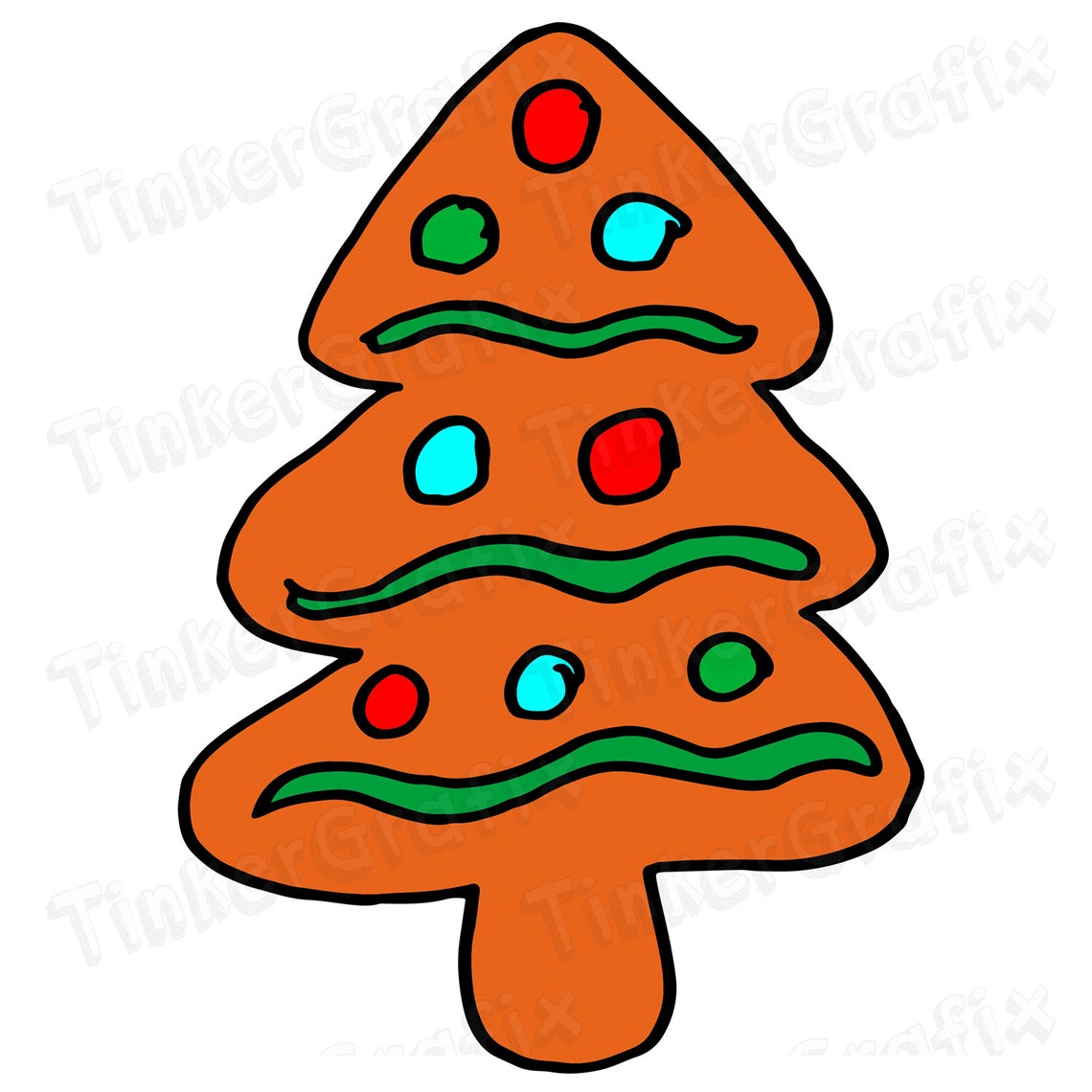Hand Drawn Gingerbread Clipart, Digital Clip Art, Printable Holiday ...