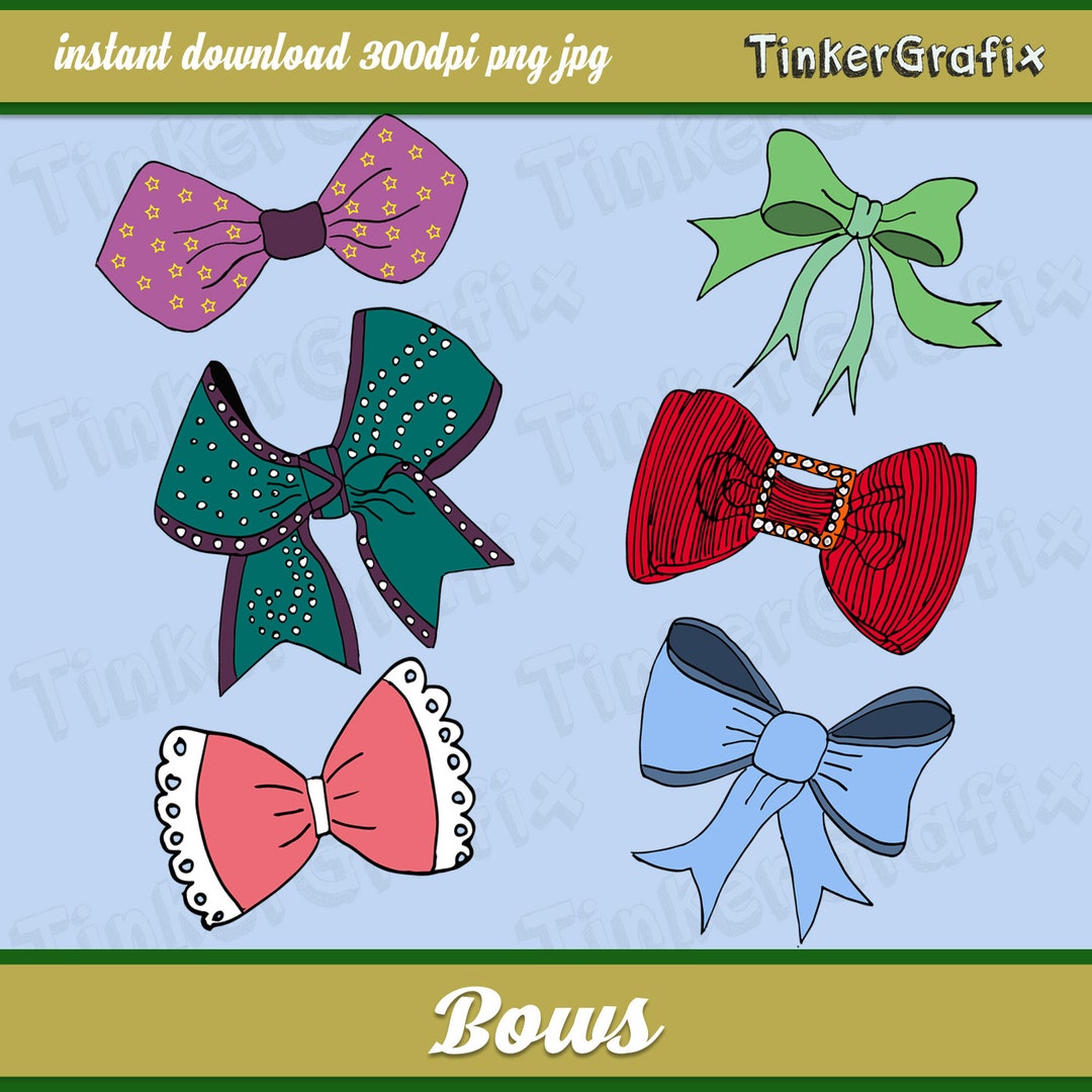 Hand Drawn Bows Clipart , Retro Illustrations, Instant Download ...