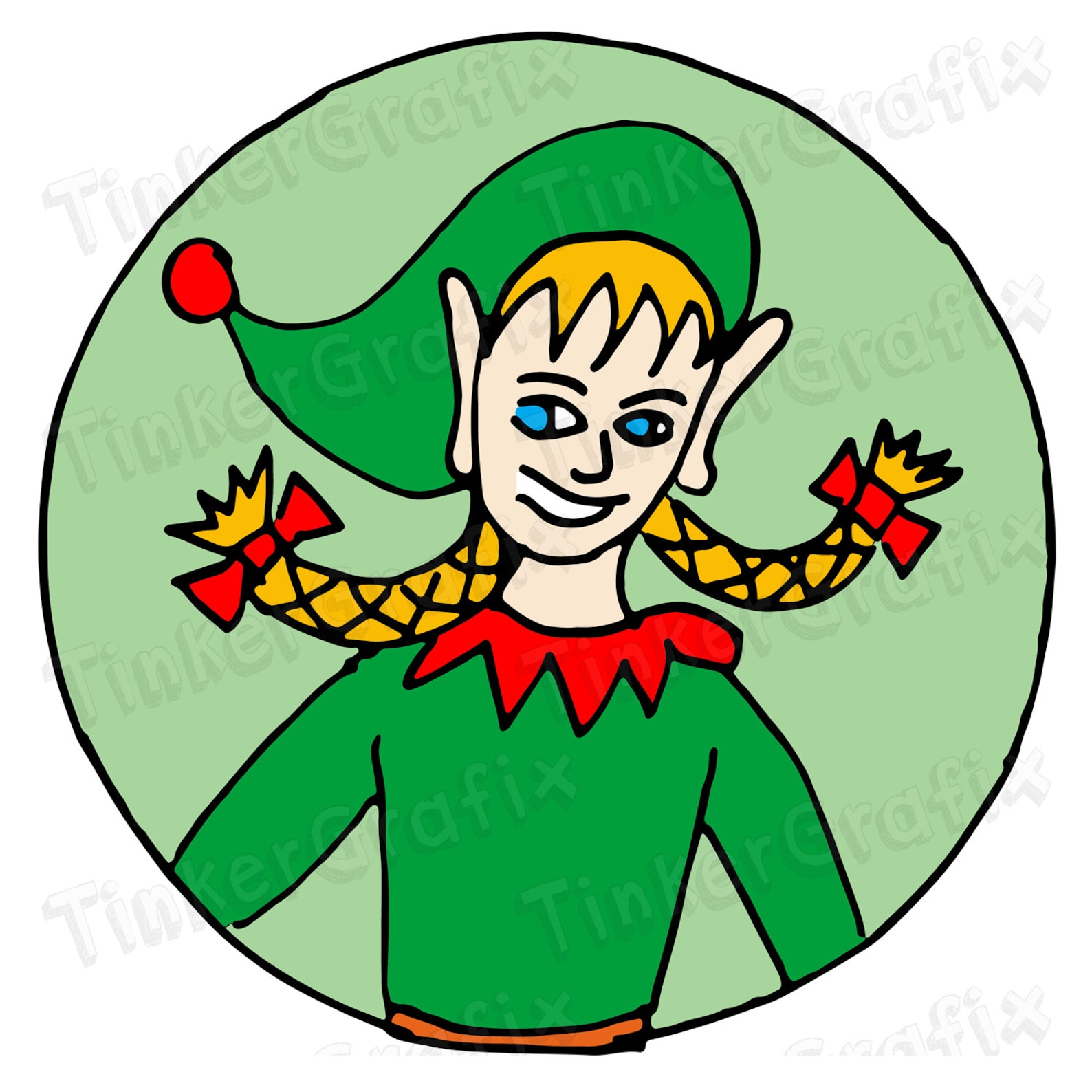 Elf and Santa Christmas Clipart, Collage, Digital Clip Art, Printable ...
