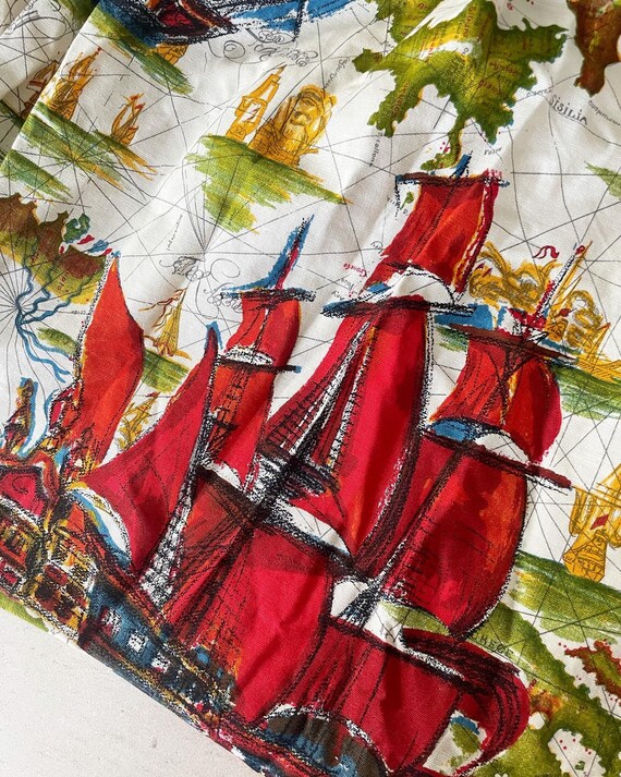 Rare Ancient Nautical Map Novelty Print Skirt - Gem