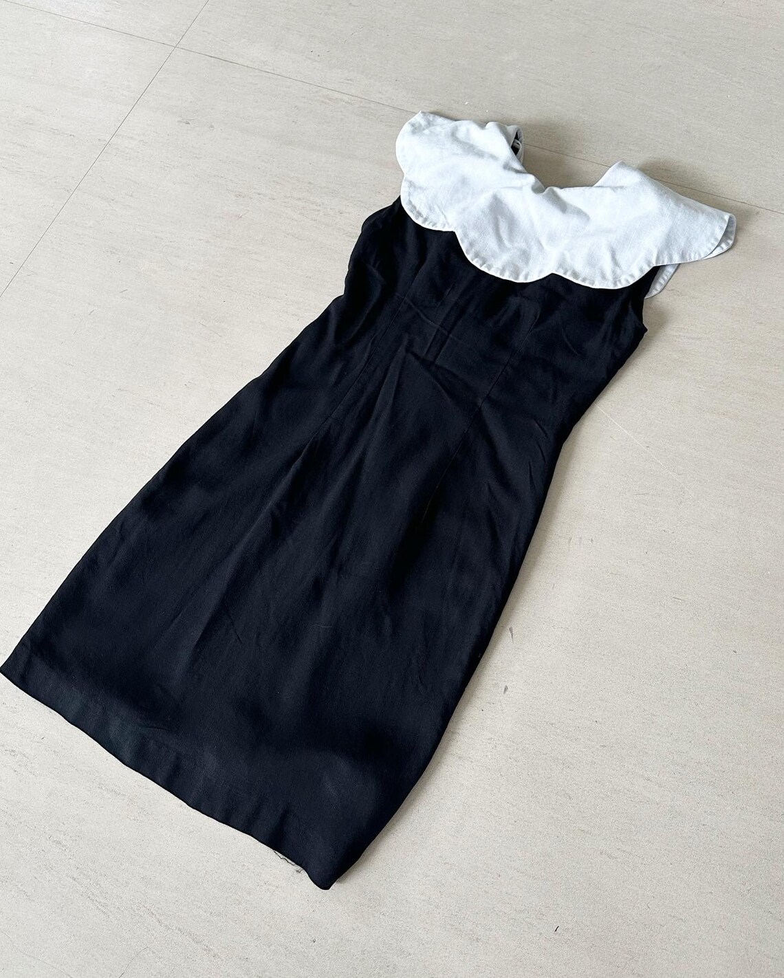 Timeless Black and White Scalloped Bib Neckline Dress - Etsy